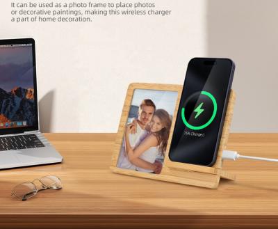 China Bamboo Wooden Sublimation Picture Frame DIY Custom Logo With Wireless Charger Wood Sublimation Photo Frame for sale