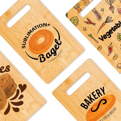 China Sublimation Wood Cutting Board Blank Custom Logo Organic Bamboo Kitchen With Handle Rectangle Chopping Board for sale