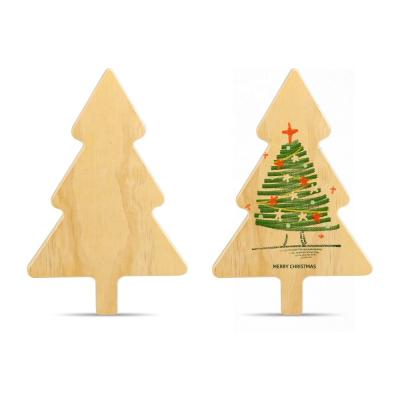 China Christmas Tree Shape Blank Pizza Breads Wooden Food Tray Wood Sublimation Cheese Chopping Board for sale