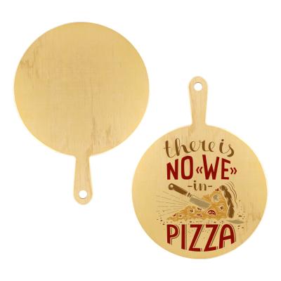 China Custom Wood Cutting Board Kitchenware DIY Plywood Sublimation Pizza Cutting Board With Handle for sale