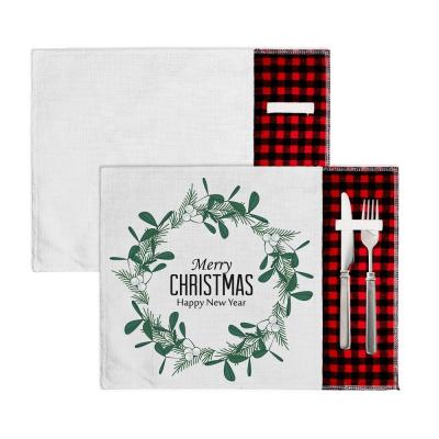 China Linho Sublimação Placemat em branco Impressão personalizada de Natal Red Plaid Tábua colchões Sublimação Colchão Mat à venda
