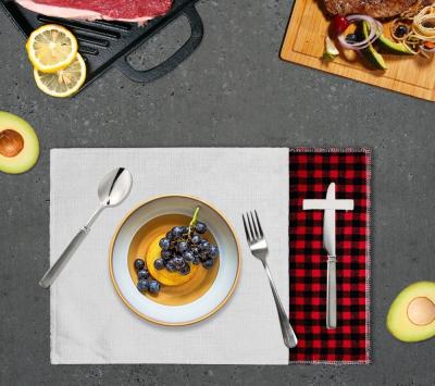 Cina Linen Sublimation Placemat Blanks Custom Printed Christmas Red Plaid Table Mats Sublimation Dish Mat in vendita