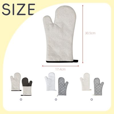 China Blank Linen Sublimation Oven Gloves Silicone Heat Insulation Mitt For Microwave Oven for sale