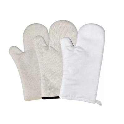China Blank Linen Sublimation Oven Gloves Silicone Heat Insulation Mitt For Microwave Oven for sale