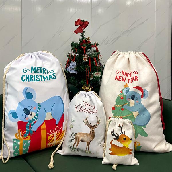 Quality White Linen Sublimation Drawstring Backpack Custom Photo Printing Linen for sale