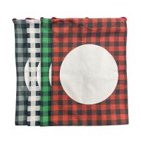 Quality Sublimation Christmas Blanks Santa Sack Drawstring Buffalo Plaid Linen for sale