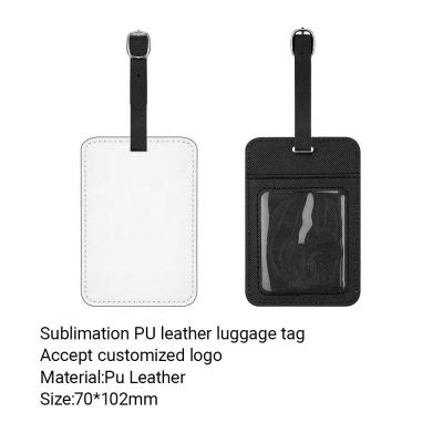 China Custom Print Leather Sublimation Luggage Tag Blanks With Card Insert Pocket Travel ID Name Tag Sublimation Bag Tag Blanks for sale