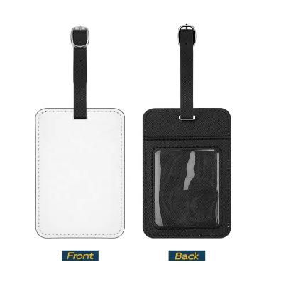 China Custom Print Leather Sublimation Luggage Tag Blanks With Card Insert Pocket Travel ID Name Tag Sublimation Bag Tag Blanks for sale