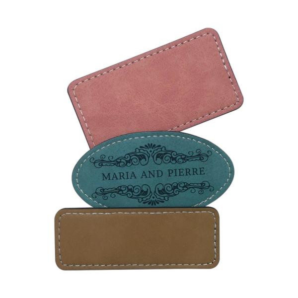 Quality Sublimation Badge Blanks Custom Printing ID Tags Badges Colorful Pu Leather Sublimation Name Badge With Pins for sale