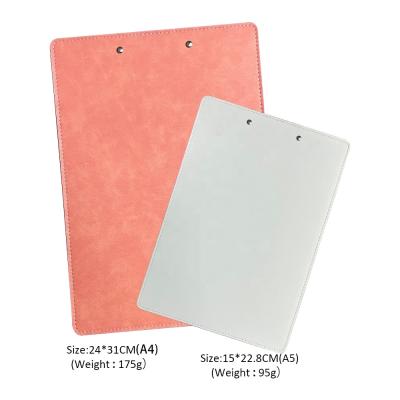 Cina Cartelle di sublimazione Scheda cartellone bianco Logo personalizzato A4 A5 cartelloni di sublimazione in cuoio PU in vendita