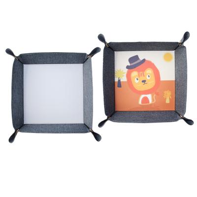 Cina Scaffalature in cuoio a sublimazione spazi bianchi pieghevoli quadrati in tessuto denim in vendita