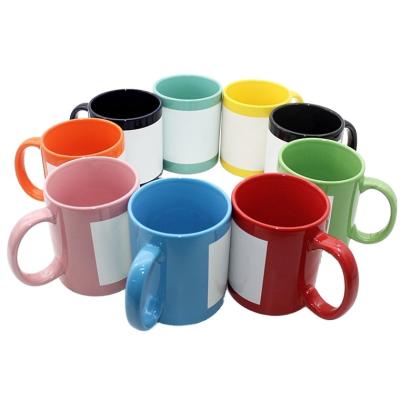 China 11oz Sublimation Ceramic Coffee Mug With White Patch Bulk Sublimation Mugs for sale