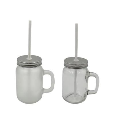 China Clear And Frosted Sublimation Mason Jar Custom Sublimation Glass Cup Blanks for sale