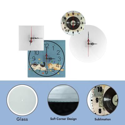 Cina 20cm 30cm Rotondo Sublimazione vetro orologio vuoti rivestito orologio fotorame in vendita