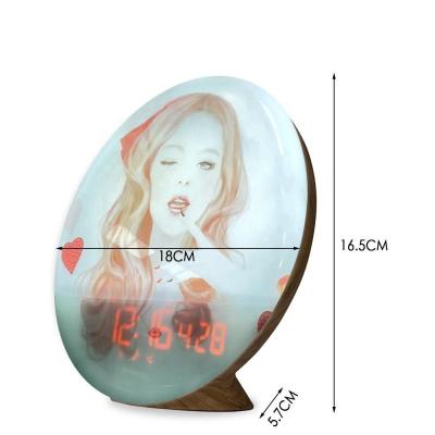 China Simulation Sunrise Sublimation Color Wakeup Lamp With FM Radio Digital Sublimation Alarm Clock Blanks for sale