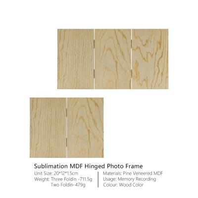 China 20*12cm Eco-Friendly MDF Wood Sublimation Picture Frame Hinged Folding Memory Personalized Photo Frame for sale