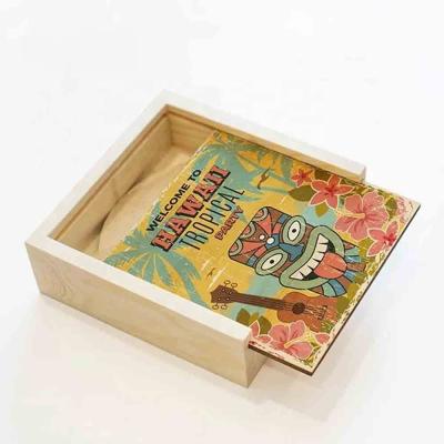 China Blank Sublimation Wooden Storage Boxes With Sliding Lid Custom Wood Box for sale