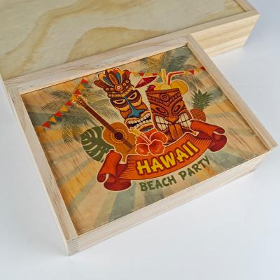 China Blank Sublimation Wooden Storage Boxes With Sliding Lid Custom Wood Box for sale
