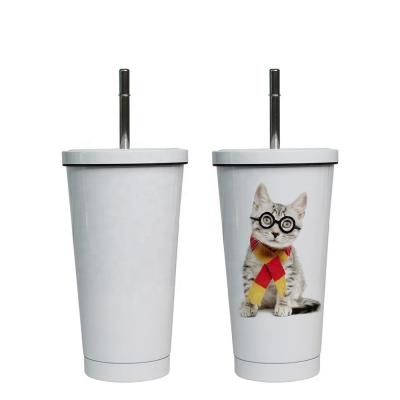 China 500ml And 750ml Sublimation Double Wall Coffee Mug Stainless Steel Sublimation Tumblers With Lid And Straw Sublimation Blanks Tumbler for sale