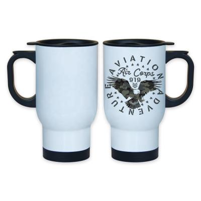 China Blank Stainless Steel Sublimation Car Cup Vacuum Insulated Travel Sublimation Car Mug With Handle And Lid for sale