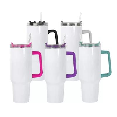 China Stainless Steel Blank 40oz Sublimation Tumbler With Handle Custom Tumblers With Logo for sale