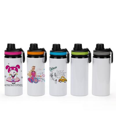 China Custom Logo 600ML Aluminum Sublimation Water Bottles With Handle Lid Sublimation Blanks Sport Water Bottle for sale