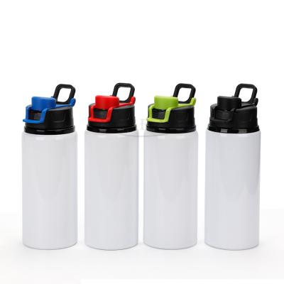 China Sublimation Blanks 600ml White Aluminum Sport Water Bottle Portable For Heat Press Transfer Printing for sale