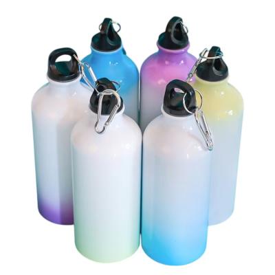 China Creative Gradient Color Outdoor Portable Sublimation Sports Bottle Aluminum Flask Blanks for sale