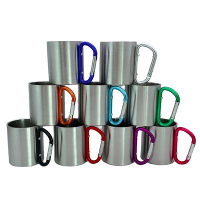 China Sublimation Stainless Steel Cup Custom Printing Blank Stainless Steel Mountaineering Buckle Handle Sublimation Cups for sale