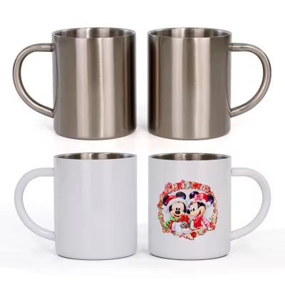 China Sublimation Coffee Mugs With Handle Stainless Steel Double Wall Sublimation Camping Mug for sale