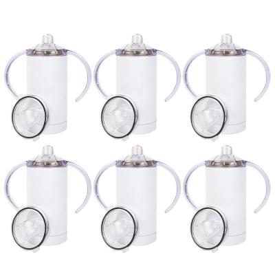 China 12oz Blank Stainless Steel Sublimation Tumblers Straight Sippy Cup With Straw Baby Feeding Bottle With Handle for sale