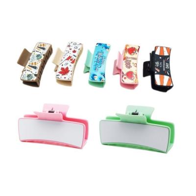 China Double Sided Colored Plastic Sublimation Hair Clip With Aluminum Sheet Custom Claw Clip for sale