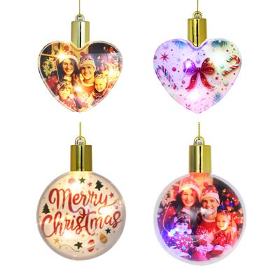 China Sublimation Christmas Tree Hanging Ball With LED Custom Printing Christmas Ornaments for sale