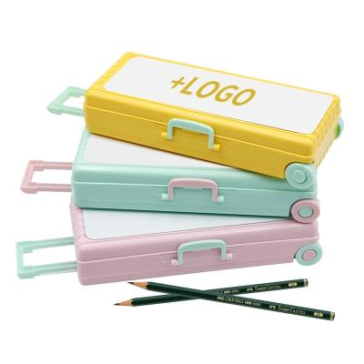 China Blank Sublimation Pencil Case Upgraded Trolley Case Shape Double-Layer Desktop Pencil Storage Box for sale
