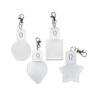 China Custom Acrylic LED Light Up Keyring Blanks Sublimation Light Keychains for sale