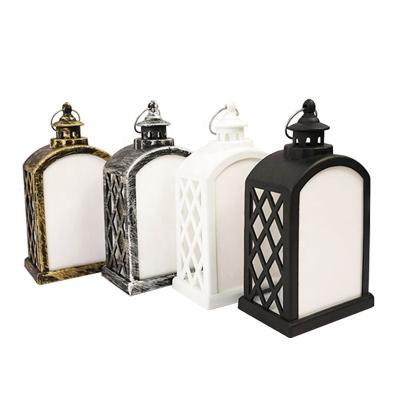 China Custom Blanks Christmas Lantern Hanging Led Garden Decorative Storm Light Sublimation Lanterns for sale