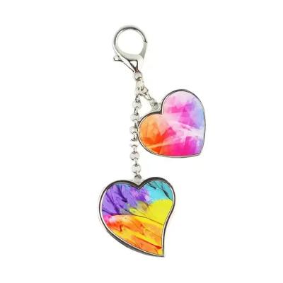 China Double Hearts Sublimation Keychain Blanks Personalized Zinc Alloy Bag Buckles for sale