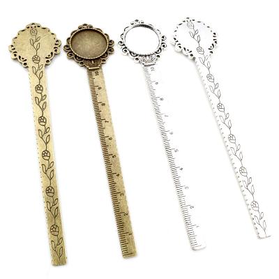 China Sublimation Ruler Bookmark Base Tray Cabochon Base Blanks Settings And Glass Cabochon Cameo DIY Jewelry Making Accessories for sale