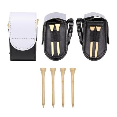 China Custom Blank Sublimation Leather Golf Ball Pouch With Back Buckle And Velcro Design Mini Pocket Organizer For Outdoor Sports for sale