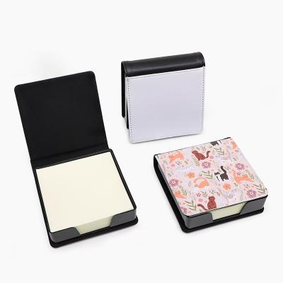 China Custom Printing Student Stationery Sticky Notes Set Sublimation Pu Leather Sticky Note Box for sale
