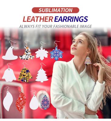 China Double-Sided Blank Leather Sublimated Earrings PU Material Earring Pendants DIY Jewelry for sale