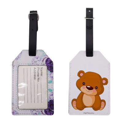 China Double-Sided Slim Rectangle PU Leather Sublimation Luggage Tag Blanks Bag Tags for sale