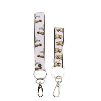 China Sublimation Blank PU Leather Wristlet Keychain Custom Wrist Lanyards for sale