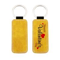 China Waterproof Double Sided Rectangle Sublimation Leather Keychain Blanks for sale