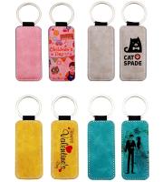 China Waterproof Double Sided Rectangle Sublimation Leather Keychain Blanks for sale