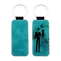 China Waterproof Double Sided Rectangle Sublimation Leather Keychain Blanks for sale