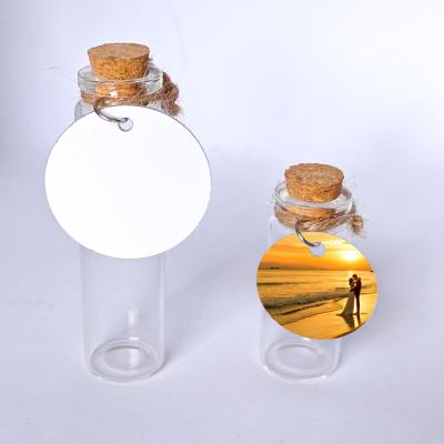 China Sublimation Glass Drifting Bottle With Printable Aluminum Insert Personalized Sublimation Supplies for sale