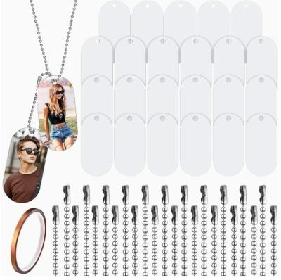 China Sublimation Metal Crafts Dog Tags Necklace ID Tags Set Complete With Ball Chains for sale