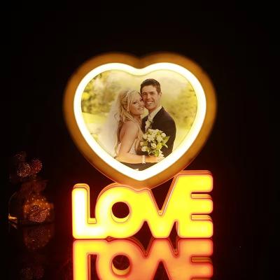 China Personalized Valentines Gift Sublimation LOVE LED Magic Makeup Mirror Blanks Custom Picture Frames for sale