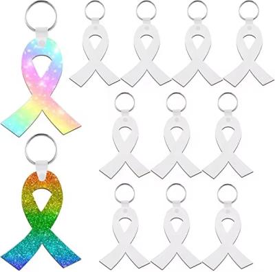 China Diy Printing Ribbon Shape Sublimation MDF Keychain Custom Photo Keychain Gift for sale